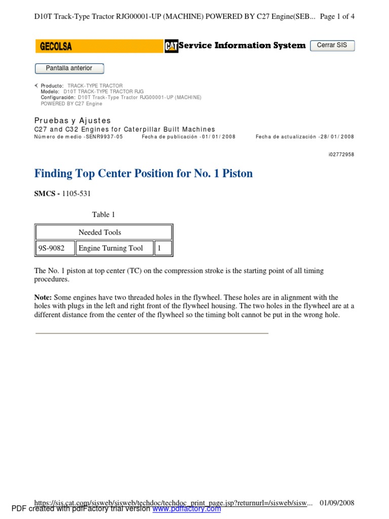 CAT C27 - C32 Como Encontrar El Punto Muerto Superior Numero 1 | PDF | Screw | Engines