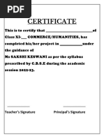 Project Front Page, Certificate & Acknowledgement | PDF