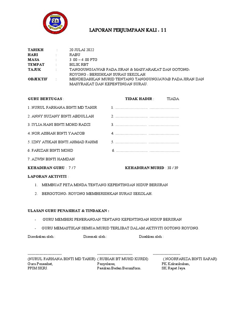 Laporan Perjumpaan Ke 11 - 15 2022 | PDF Laporan Perjumpaan Ke 11 - 15 2022 | PDF