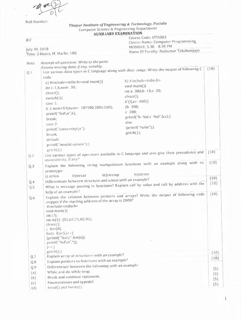 UTA003 | PDF | Pointer (Computer Programming) | Computer Engineering