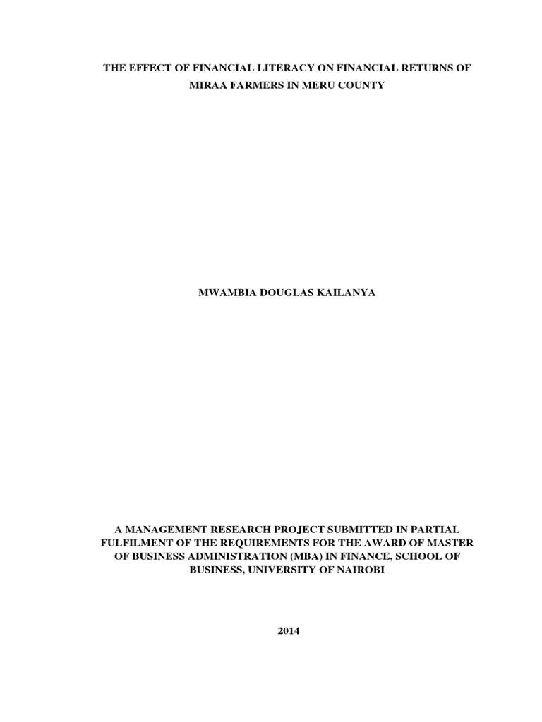 Mwambia The Effect of Financial Literacy On Financial Returns of Miraa ...