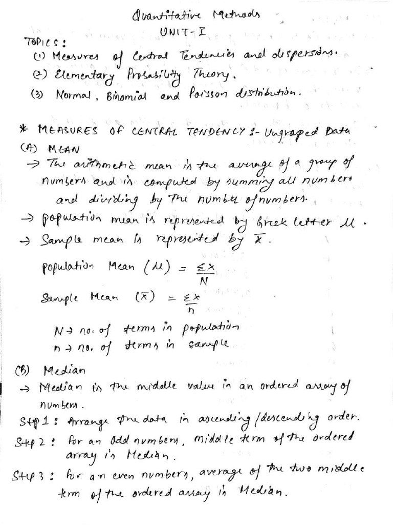 Unit 1 Quantitative Methods | PDF Unit 1 Quantitative Methods | PDF