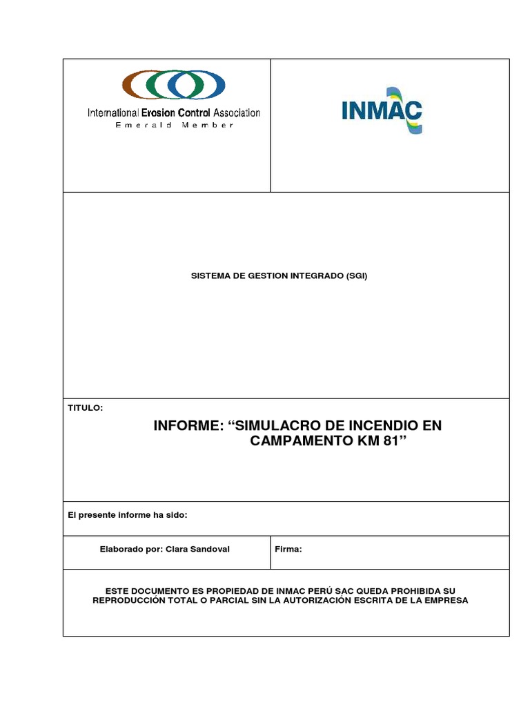 Informe de Simulacro de Incendio en Campamento KM 81 | PDF
