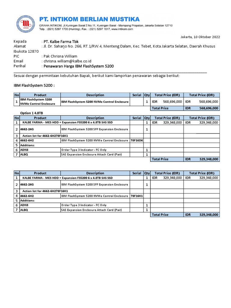 PT. Kalbe Farma - Penawaran Harga IBM FS5200 and Expansion 5200 | PDF | Solid State Drive | Hard ...