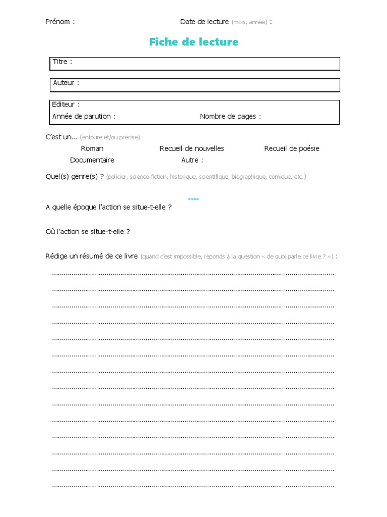 Fiche de Lecture: Analyse et Réflexion | PDF