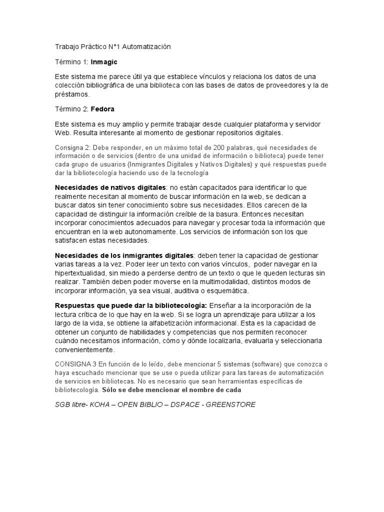 Trabajo Práctico N 1 Consigna 1 | PDF