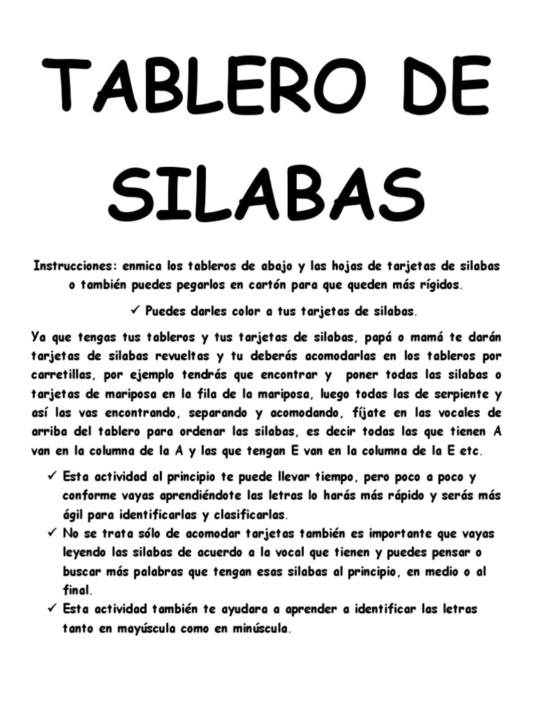 Tarjetas y Tablero de Sílabas para Imprimir | PDF | Comunicación humana ...