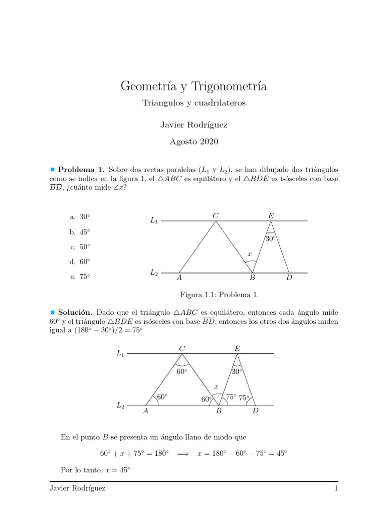 Ejercicios de Triangulos y Cuadrilateros | PDF | Triángulo | Matemática Elemental