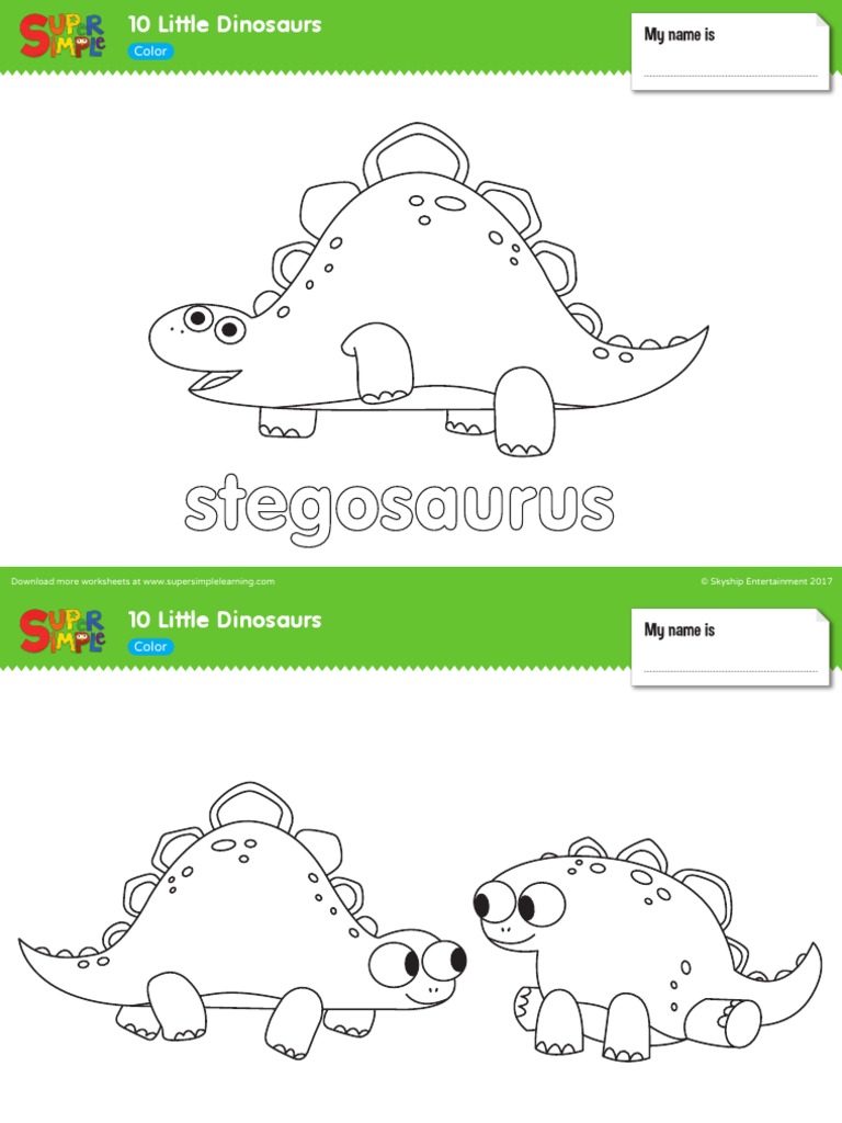 10 Little Dinosaurs Worksheets Color | PDF