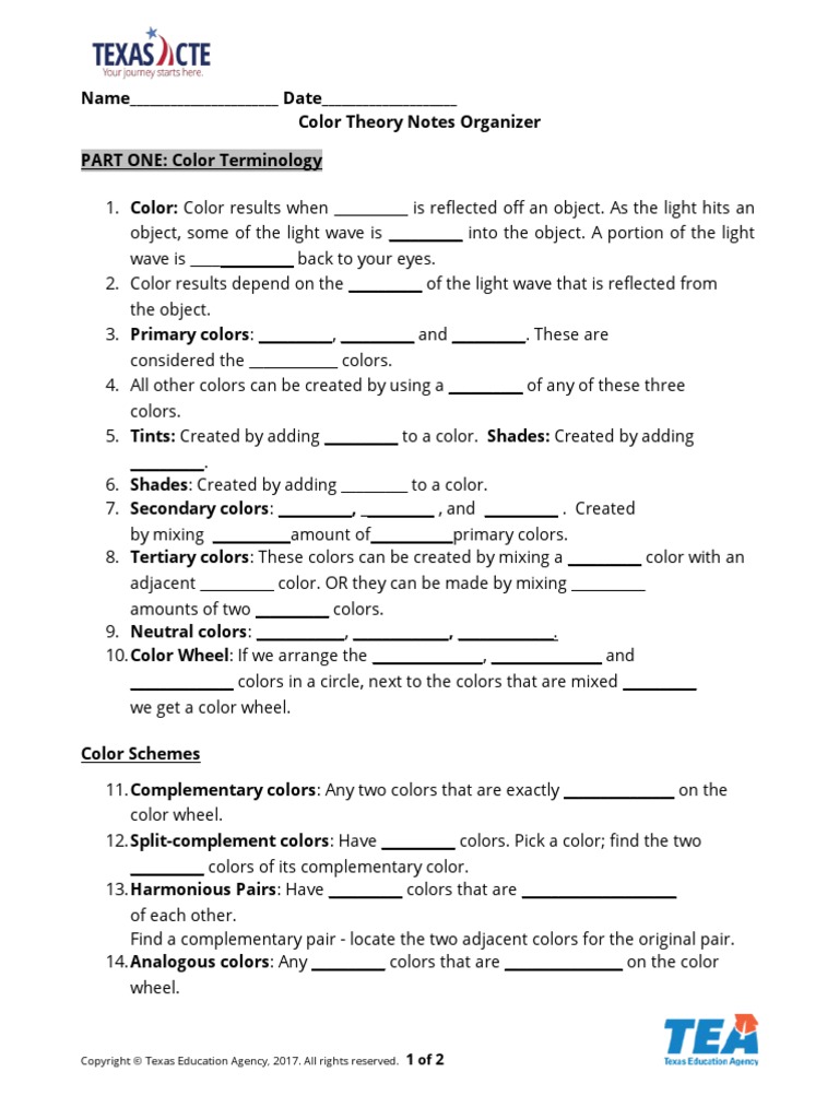 Color Theory Notes Organizer - 1 | PDF | Rgb Color Model | Color