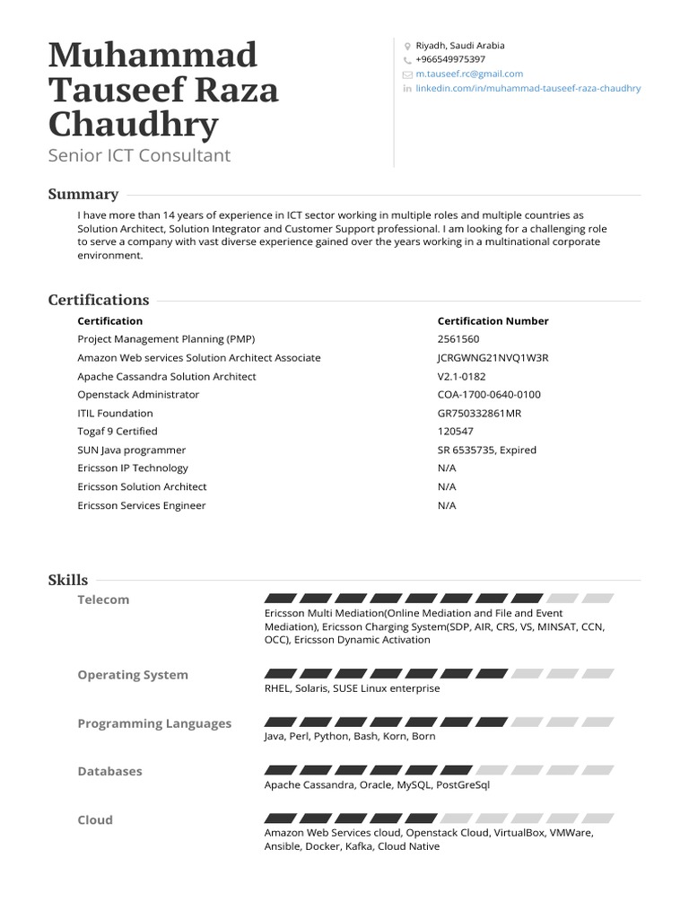 Muhammad Tauseef Raza Chaudhry VisualCV Resume | PDF | Service Level Agreement | Open Stack