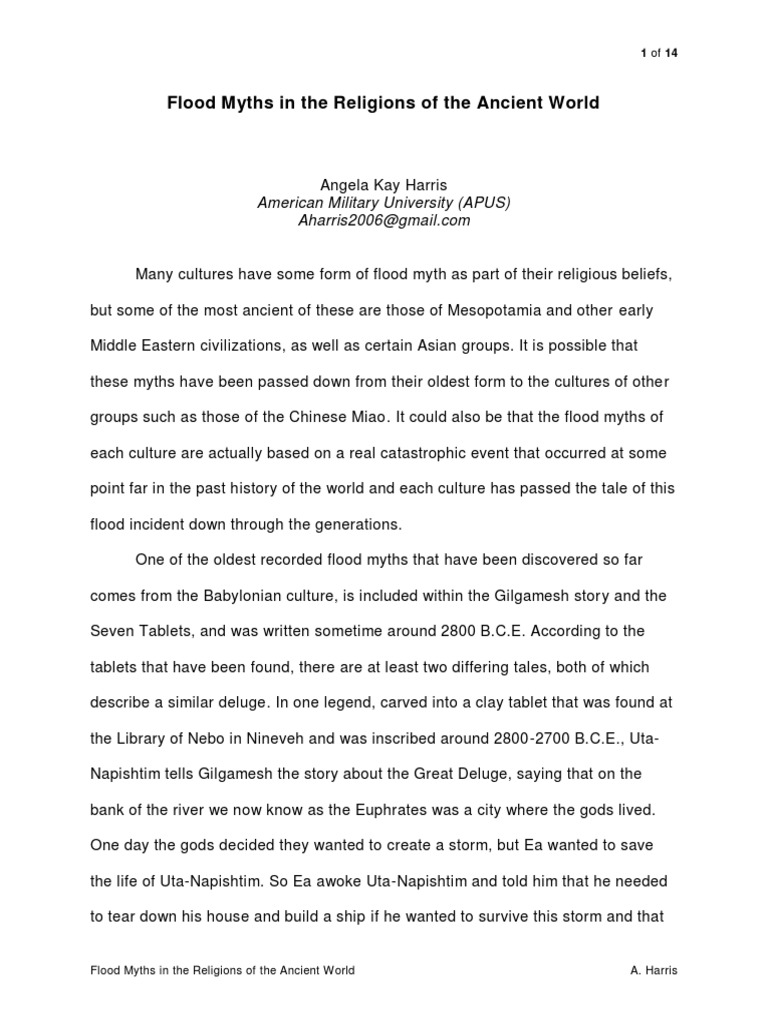 Ancient Flood Myths Across Cultures | PDF | Flood Myth | Genesis Flood ...