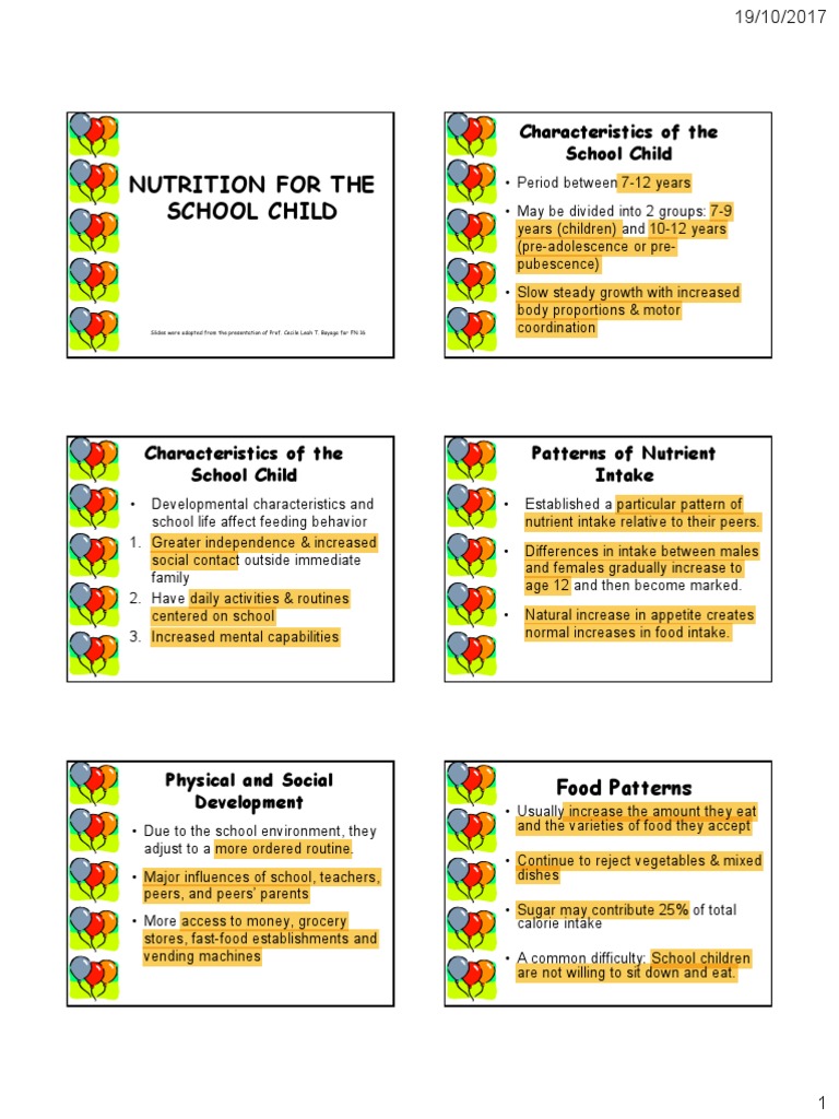 Module 8 - Nutrition For The School Child | PDF | Foods | Eating