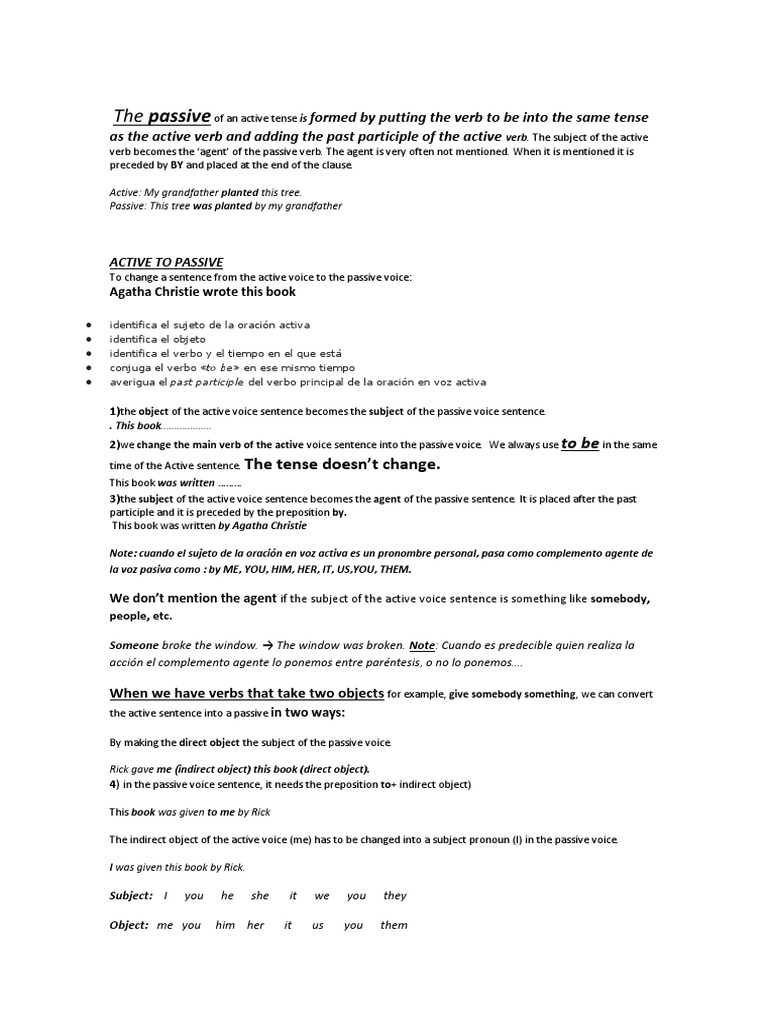 The Passive | PDF | Verb | Subject (Grammar)