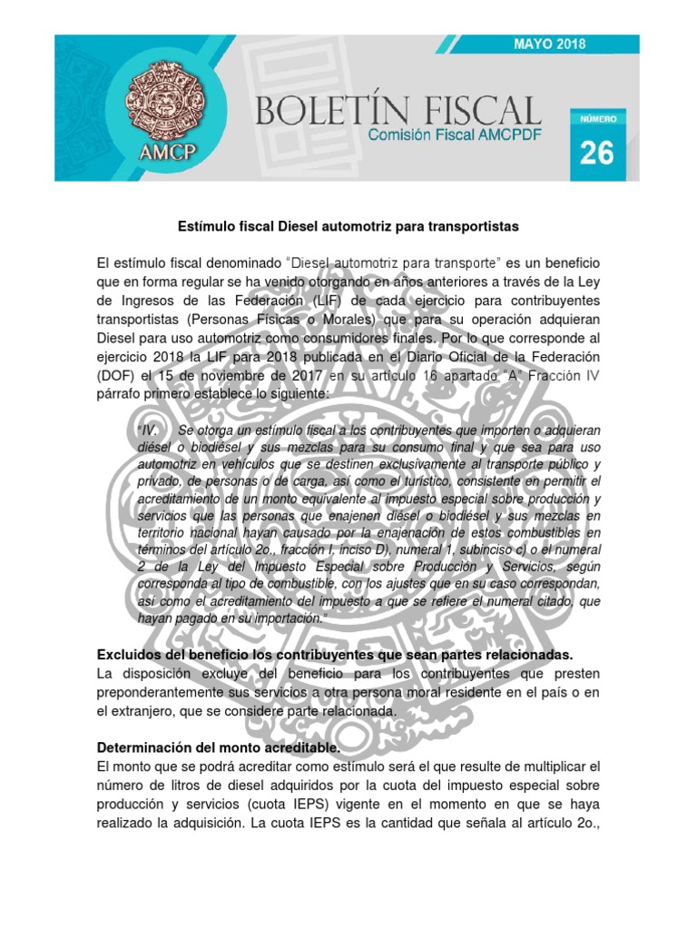 Estimulo Fiscal Diesel Automotriz | PDF | Impuestos | Gasolina