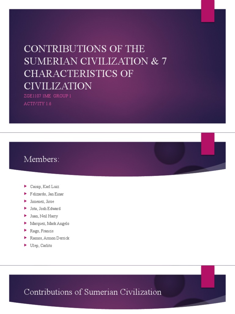 Sumerian Civilization: Contributions & Traits | PDF