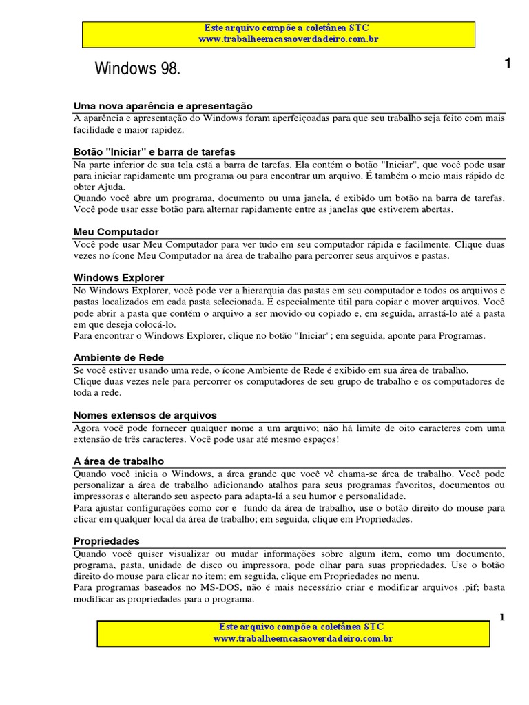 Curso de Windows 98 | PDF | Janela (informática) | Microsoft Windows