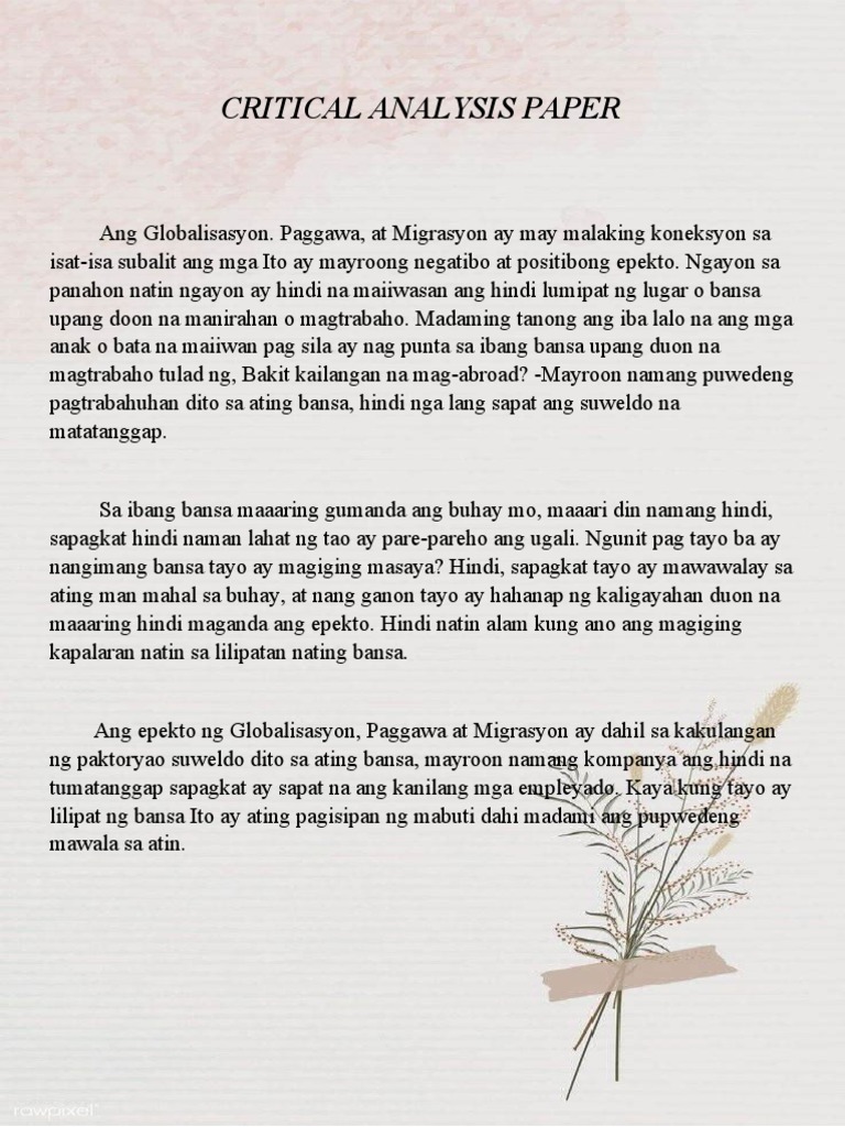 Critical Analysis Paper | PDF