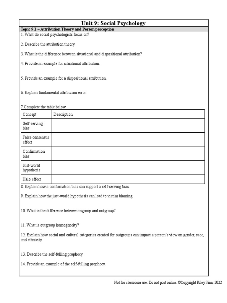 Unit 9 Study Guide Ap Psych PDF | PDF | Social Psychology | Bias
