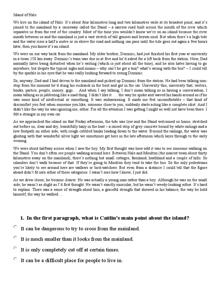 Reading Task Comprehension | PDF