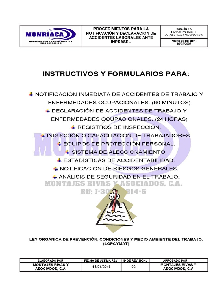 Instructivos y Formularios Monriaca | PDF | Seguridad y salud ocupacional | Labor