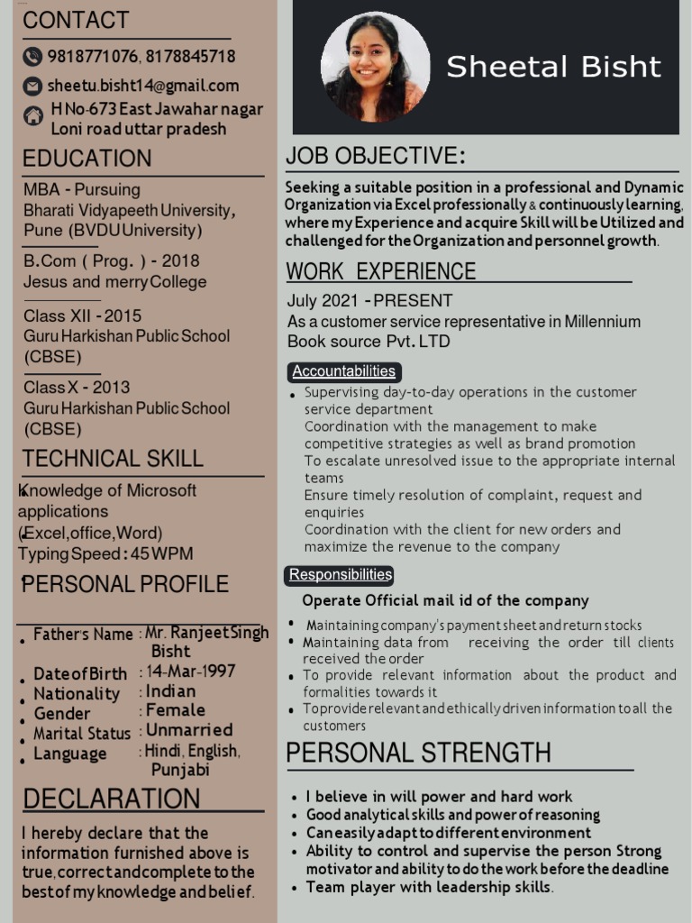 Sheetal Resume | PDF | Cognition | Cognitive Science