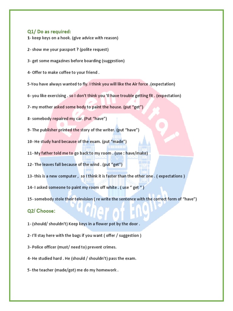 Final Grammer Unit 2 English Exam in Iraq | PDF