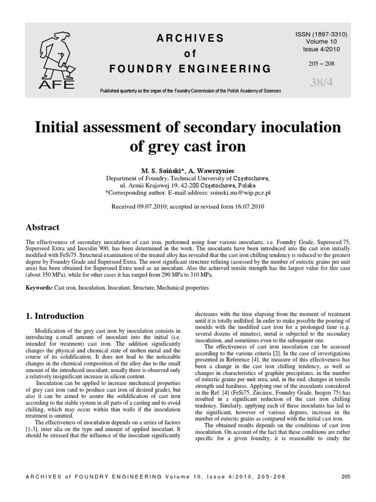 Diferentes Inoculantes Resistencia | PDF | Cast Iron | Foundry