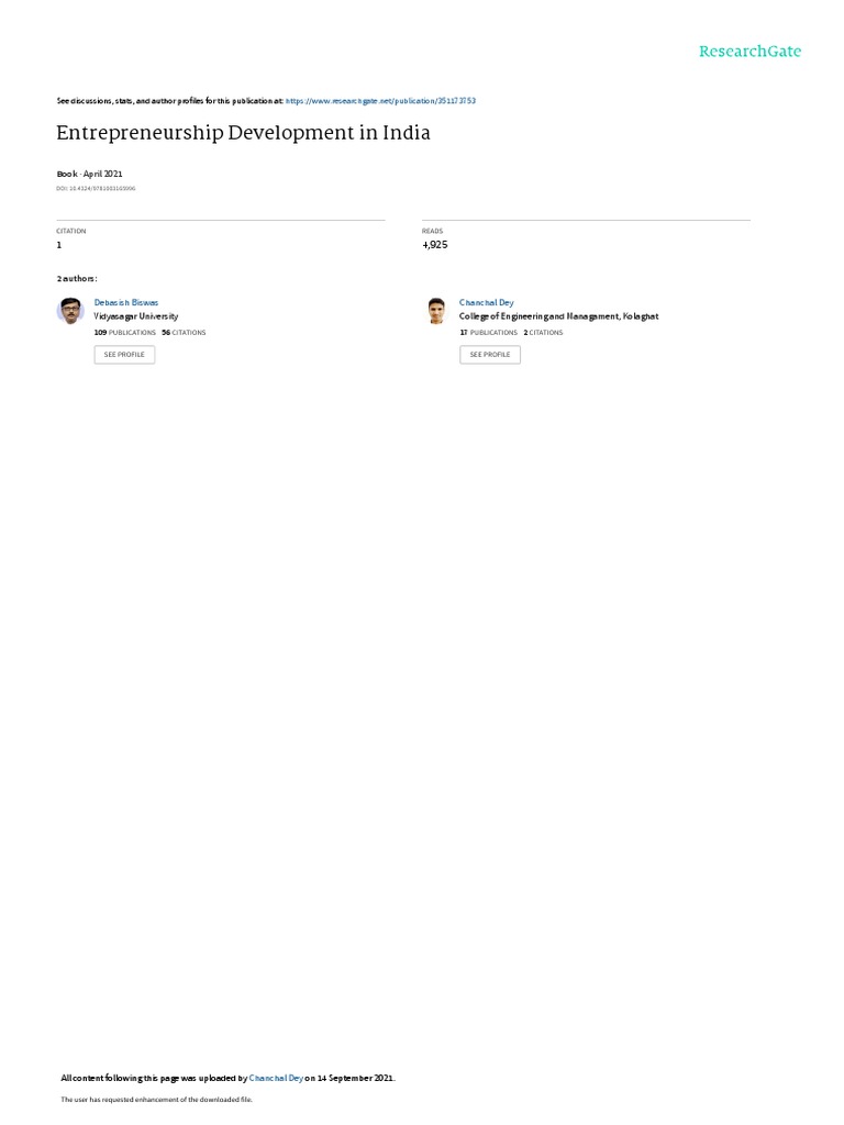 Entrepreneurship Development in India | PDF | Entrepreneurship | Business