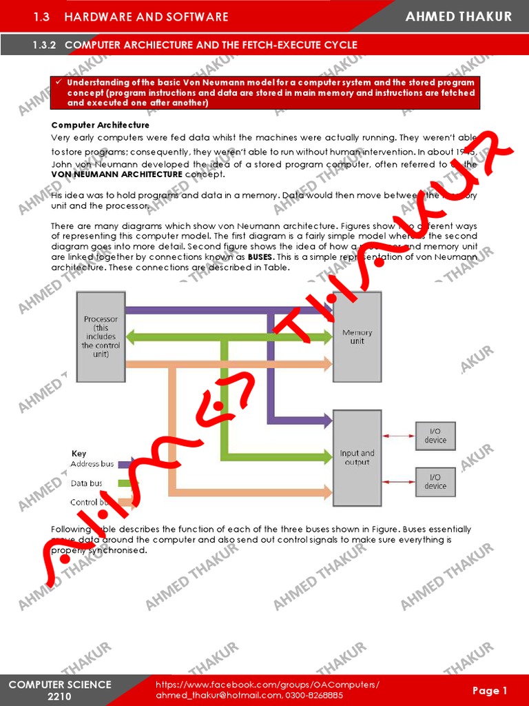 1.3.2 Computer Architecture and The Fetch-Execute Cycle | PDF | Central Processing Unit ...