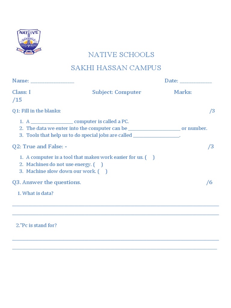 Computer Paper Class 01 | PDF