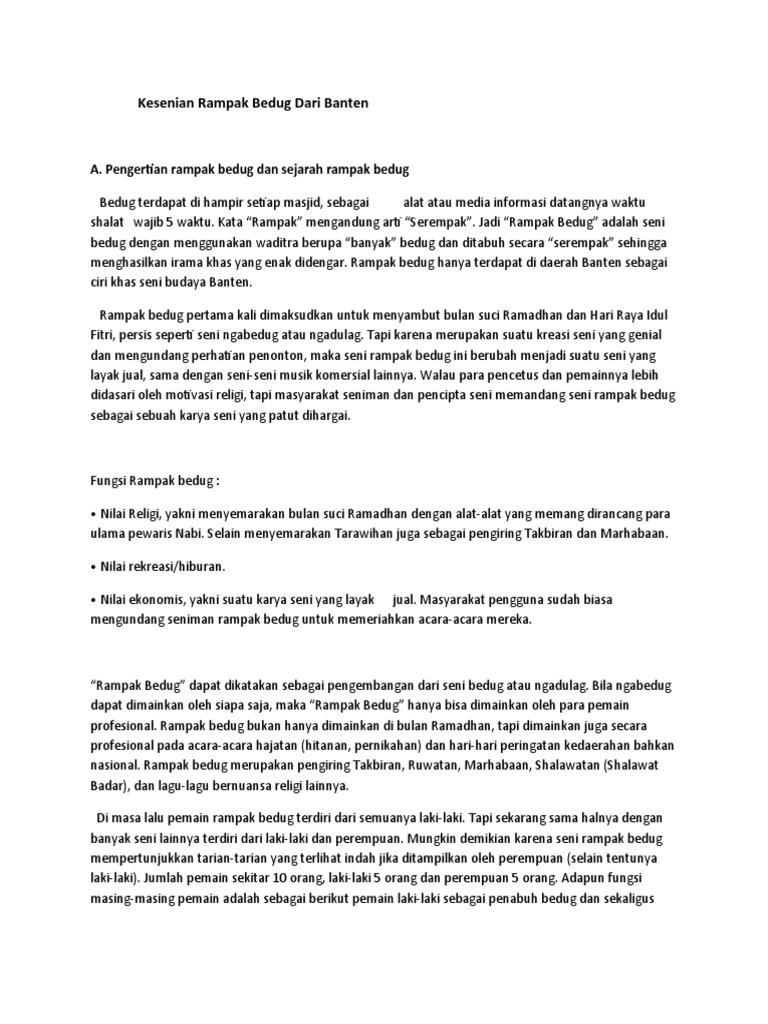 Rampak Bedug Banten: Seni Tradisi Unik | PDF