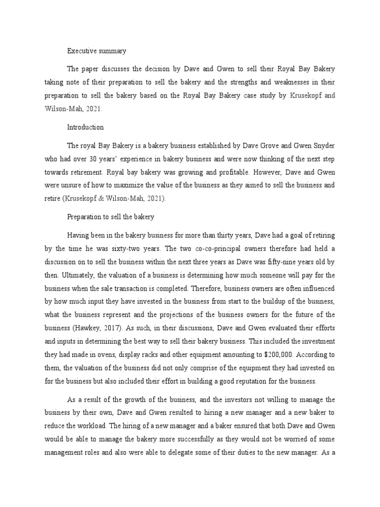 The Royal Bay Bakery Case Study | PDF | Valuation (Finance) | Investing