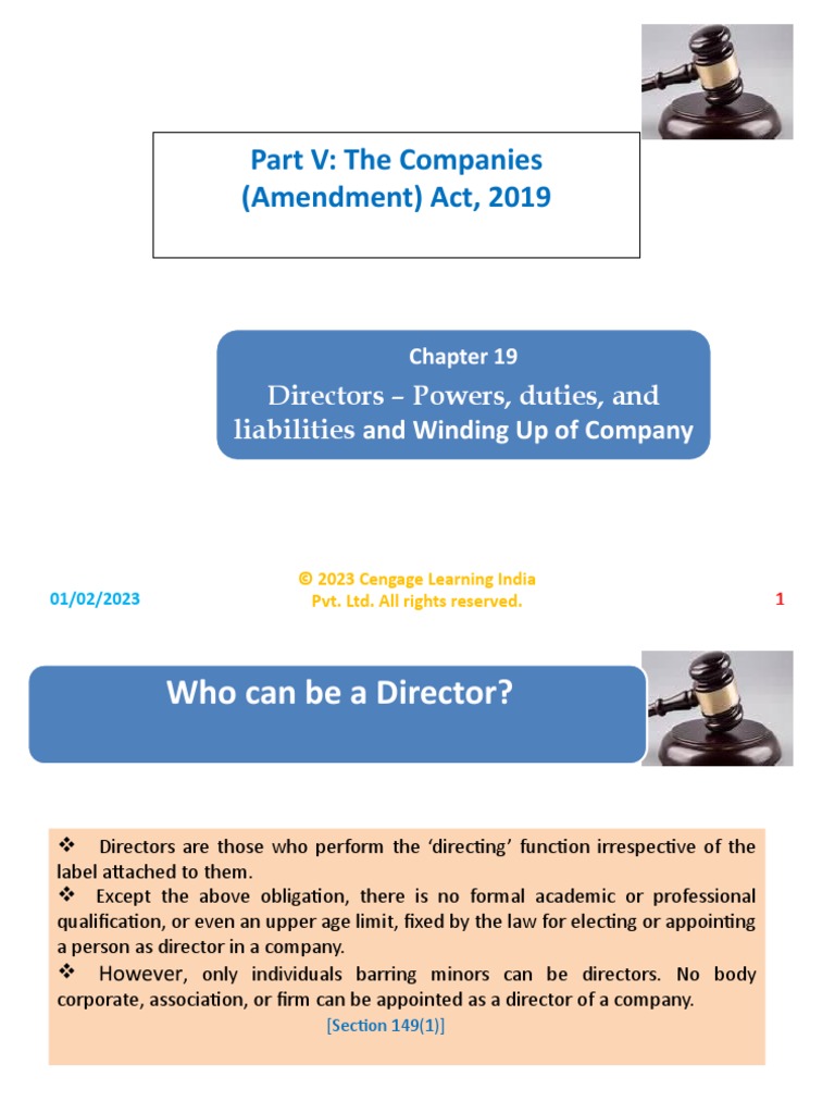 Directors - Powers, Duties, and Liabilities - Winding Up of Company ...