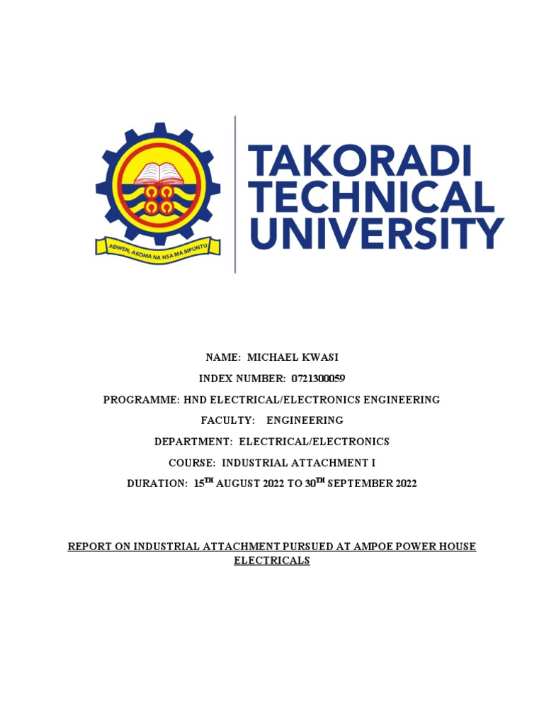 Industrial Attachment I | PDF | Electric Power Distribution | Switch