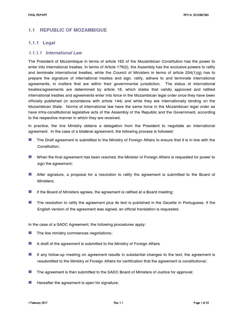 Mozambique Final Report 1feb17 | PDF | Driver's License | Ratification