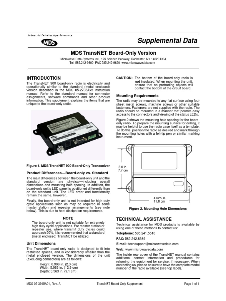MDS TransNET - Board-Only | PDF | Electrical Connector | Radio