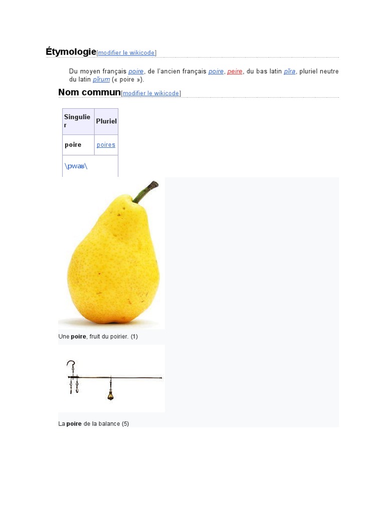Étymologie et définitions du mot "poire" | PDF | Poire | Arbres