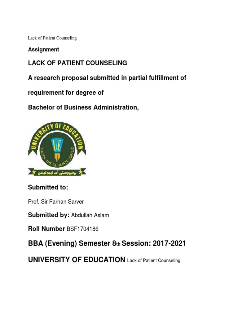Lack of Patient Counseling | PDF | Pharmacy | Psychotherapy