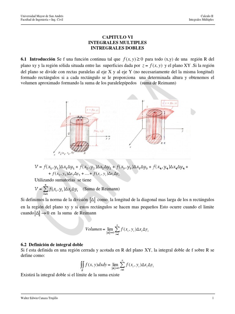 Cap Vi Integrales Dobles | PDF | Integral | Matemática Elemental