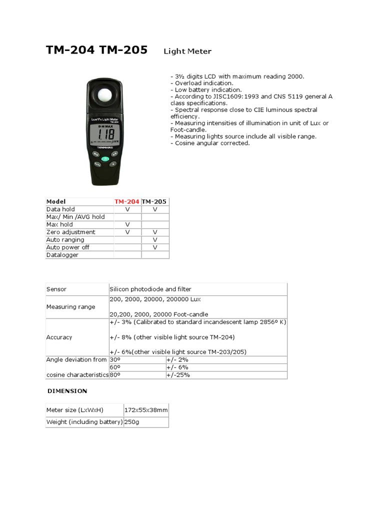 TM-205 Luxometro | PDF | Technology & Engineering