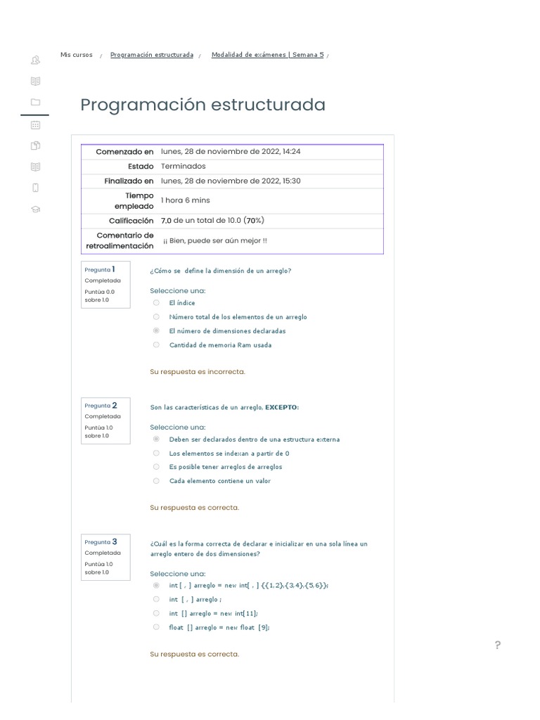 Modalidad de Exámenes - Semana 5 - Revisión Del Intento - No Subido | Descargar gratis PDF ...
