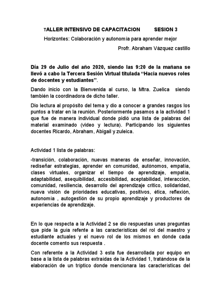 Relatoria 3 | PDF | Método de enseñanza | Aprendizaje