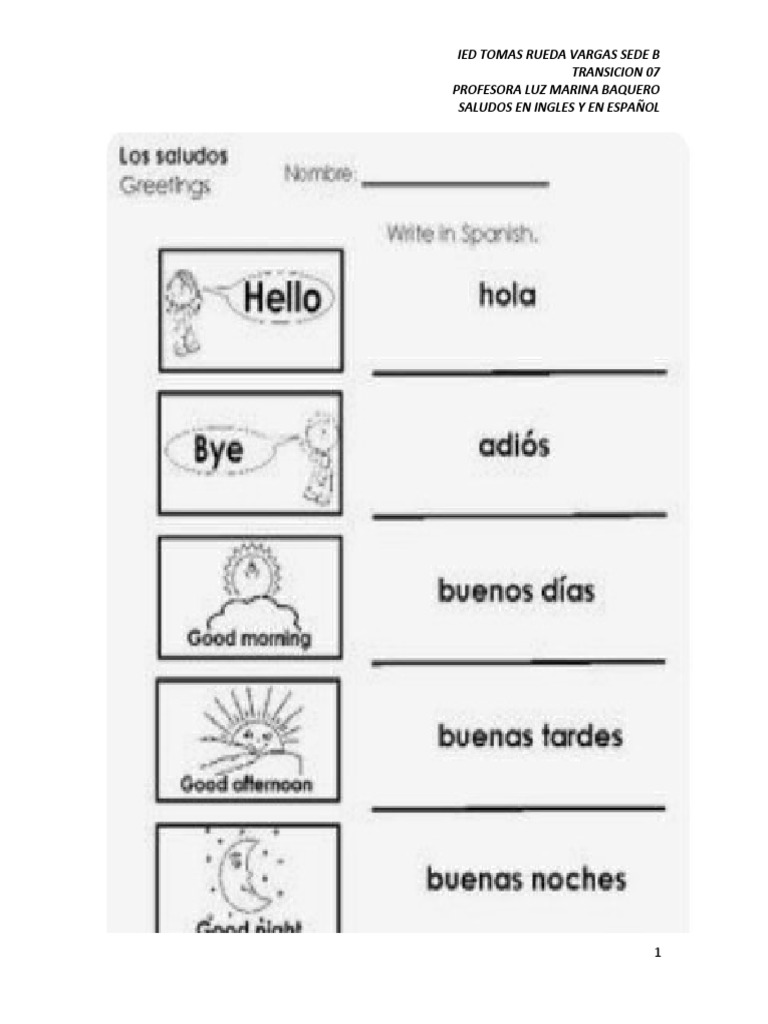 Saludos en Ingles y en Español | PDF