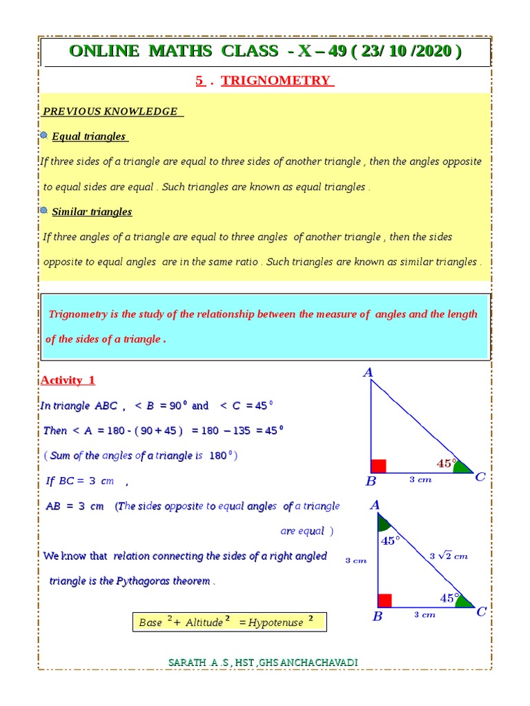Trigonometry Basics and Applications | PDF | Triangle | Circle