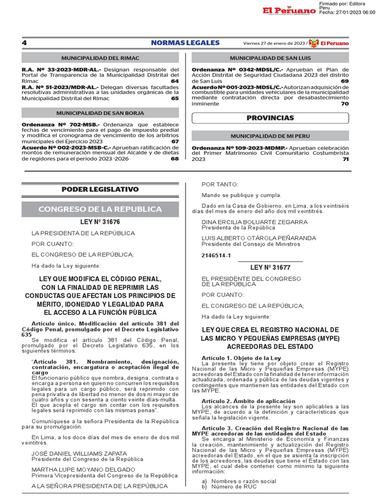 Congreso de La Republica: Normas Legales | PDF | Gobierno local | Pequeñas y medianas empresas