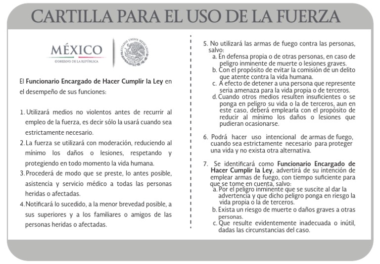 Cartilla Uso Fuerza 2017 | PDF | Armas de fuego