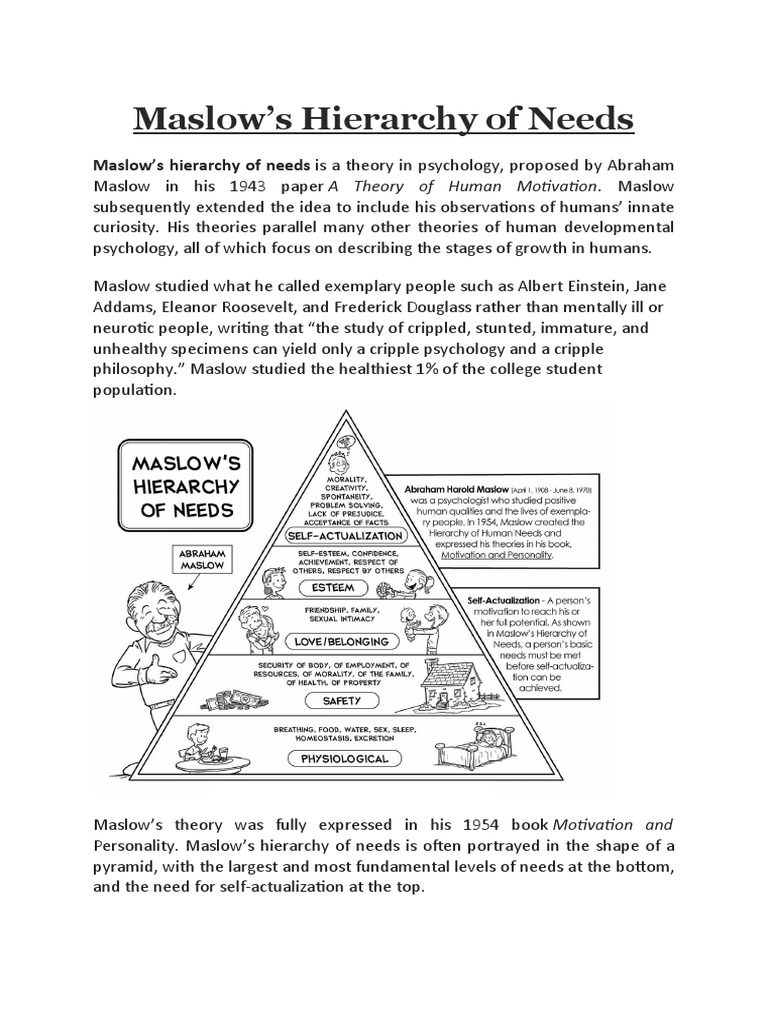 Understanding Maslow's Needs Pyramid | PDF | Self Esteem | Behavioural ...