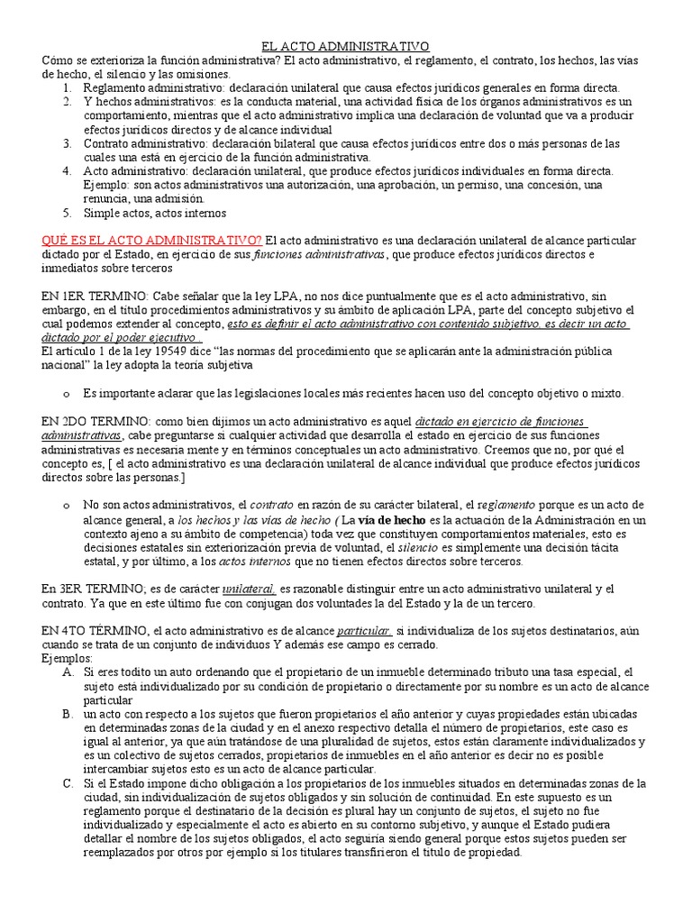 El Acto Administrativo | PDF | Debido al proceso | Regulación