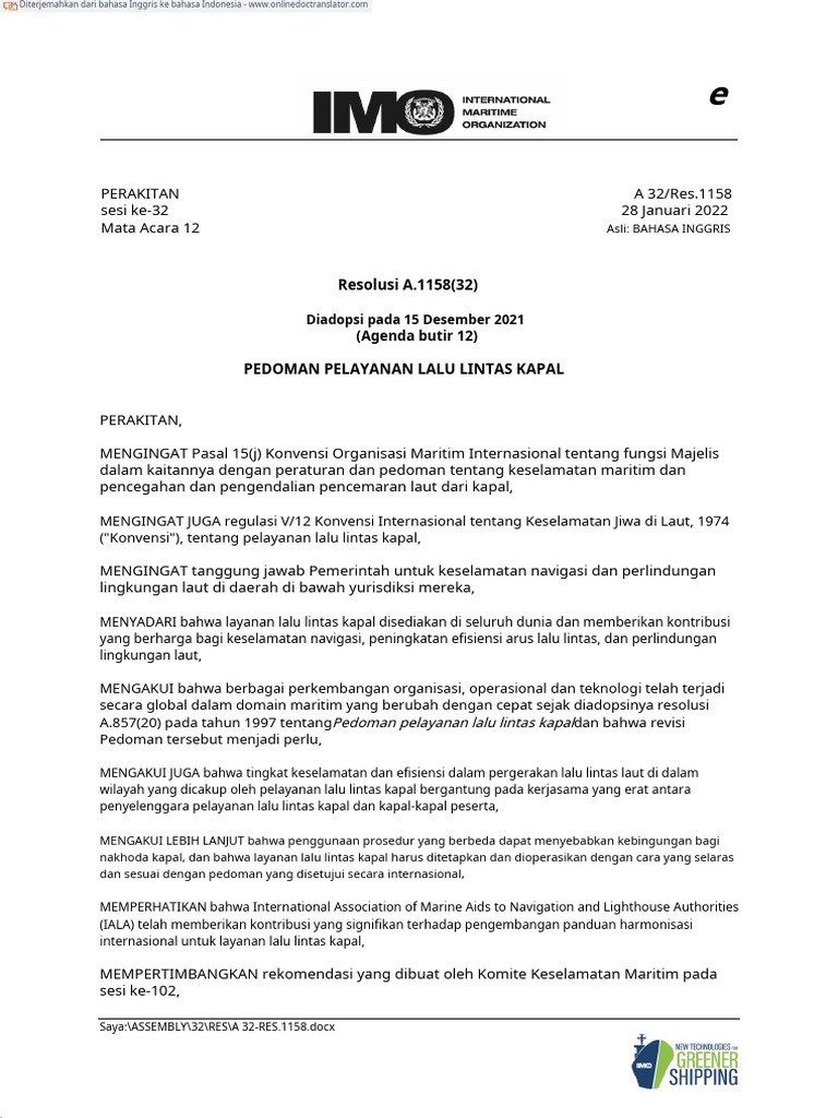 Resolution A.1158 (32) - GUIDELINES FOR VESSEL TRAFFIC SERVICES - En.id ...